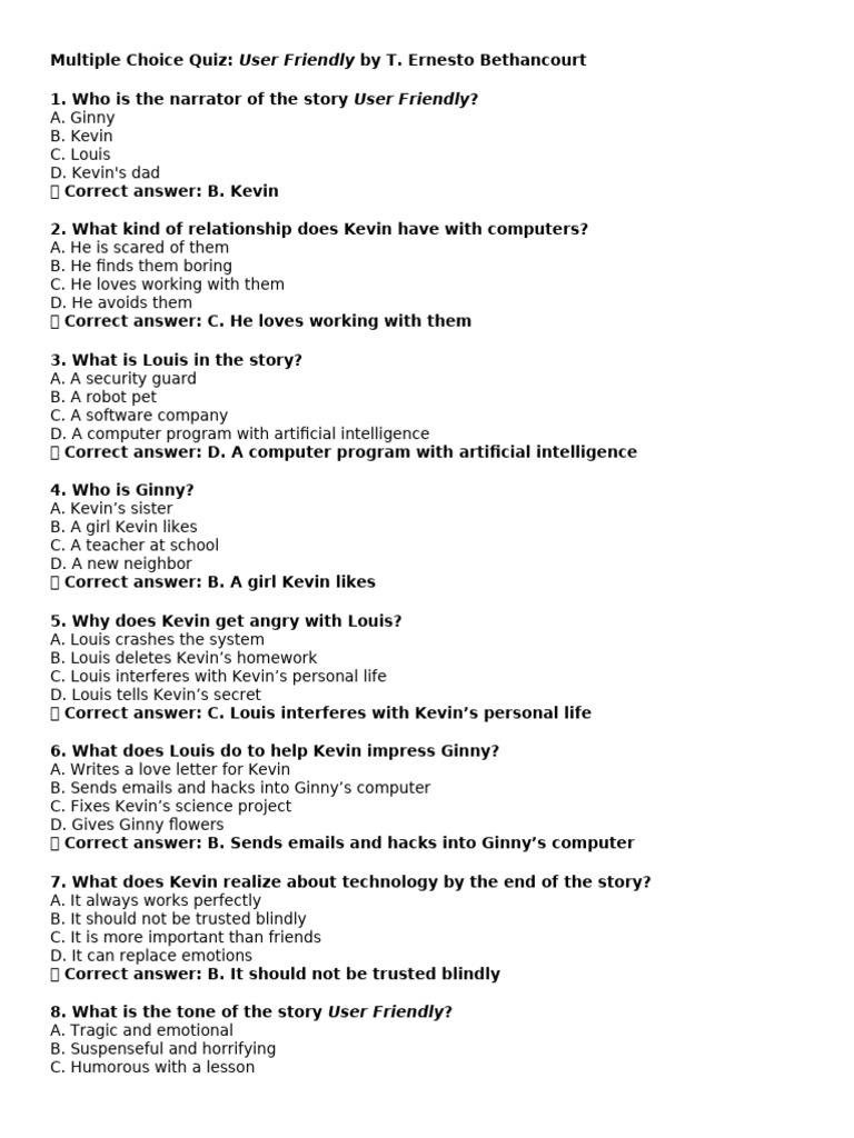 User Friendly & Red Chief Quiz Answers | PDF | Kidnapping