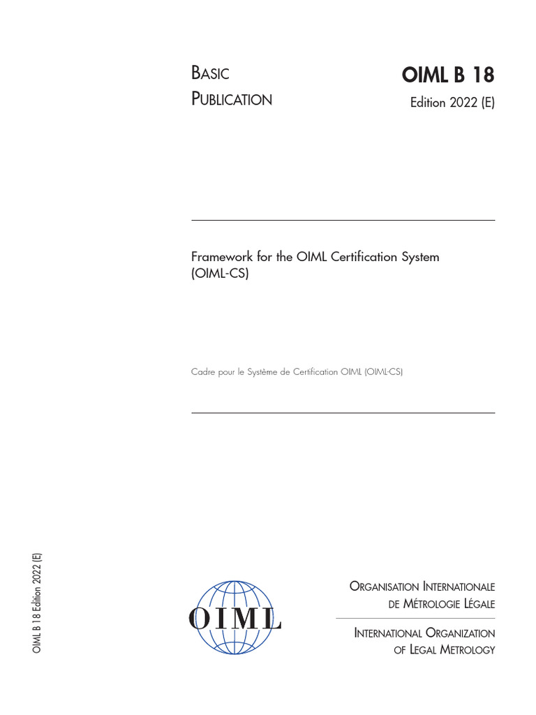 OIML Certification System Framework 2022 | PDF | Metrology