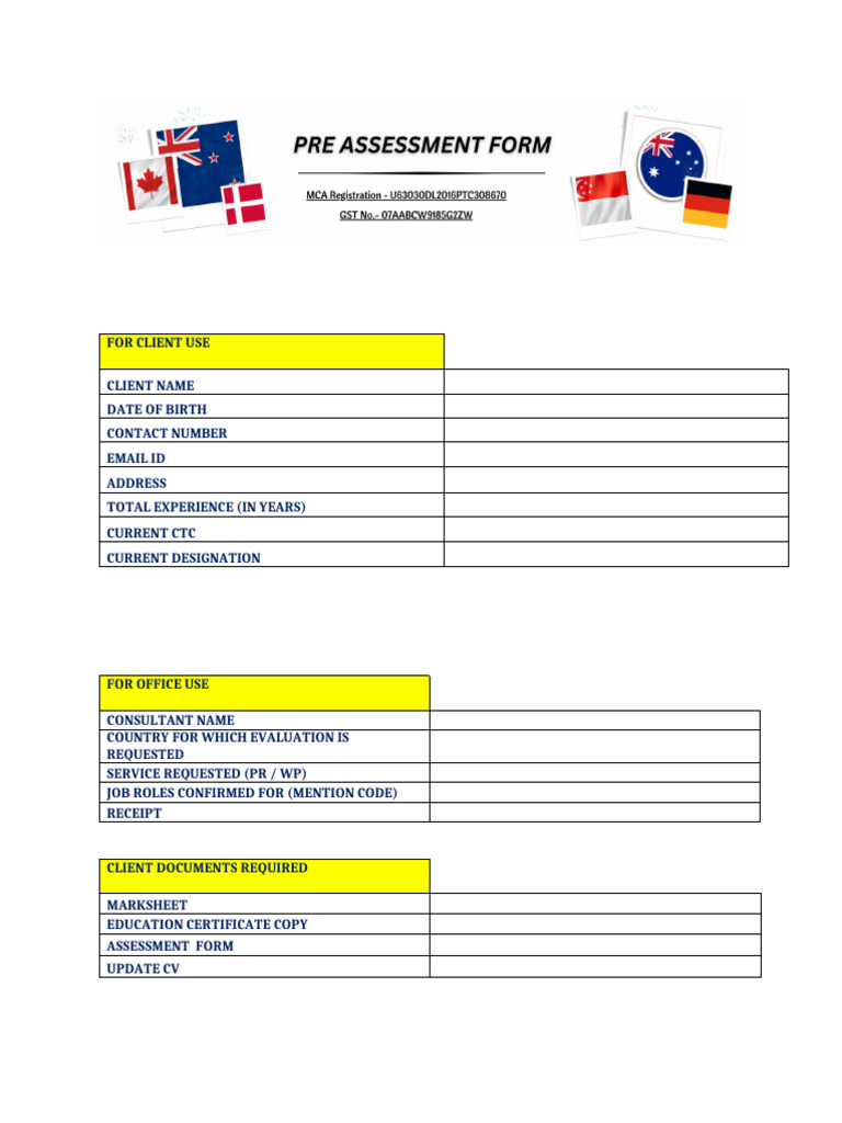 Client Evaluation Document Checklist | PDF