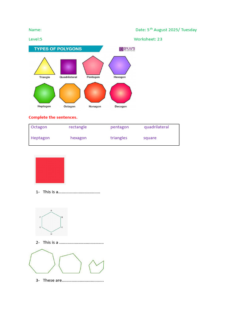 Geometry Shapes Worksheet for Kids | PDF