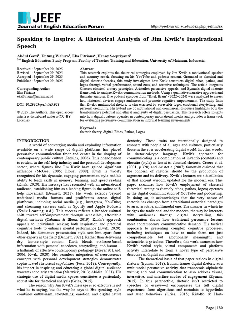 Speaking To Inspire A Rhetorical Analysis | PDF | Rhetoric | Public ...