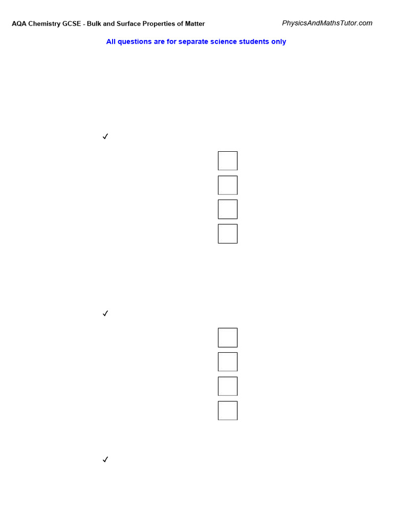 2.4 Bulk and Surface Properties of Matter QP (separate only) | PDF ...