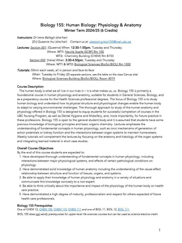 Human Biology Course Syllabus 2024 | PDF | Gender | Gender Studies