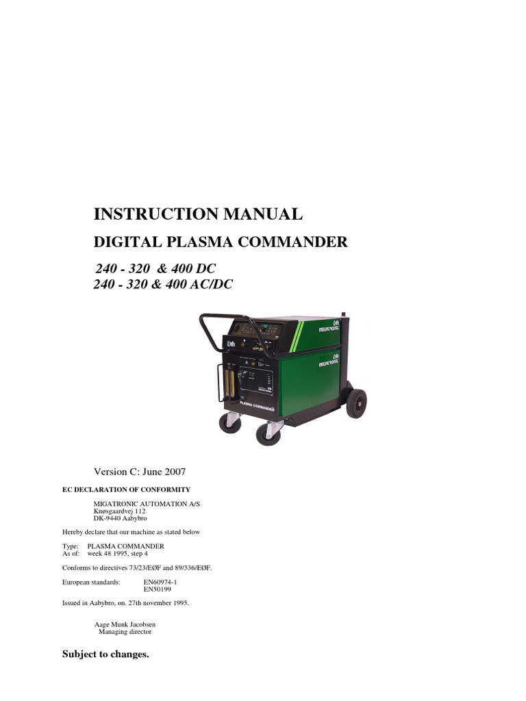 Plasma Commander User Manual 2007 | PDF | Welding | Construction
