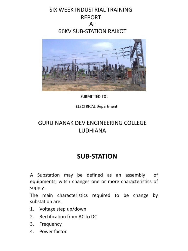 Six Week Industrial Training Final | PDF | Electrical Substation | Transformer