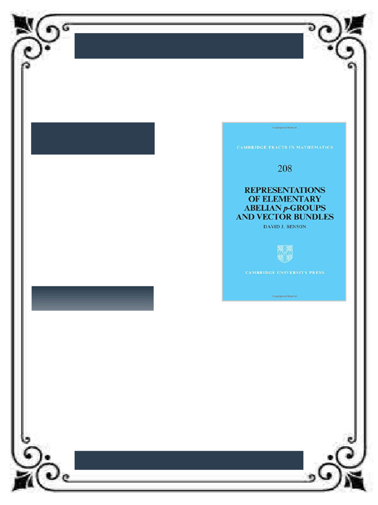 Representations of Elementary Abelian p Groups and Vector Bundles 1st ...