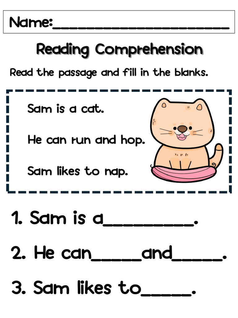 Reading Comprehension Exercise: Sam the Cat | PDF