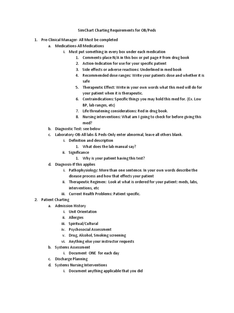 Simchart Requirements For RNUR 2109 | PDF | Adverse Effect | Nursing
