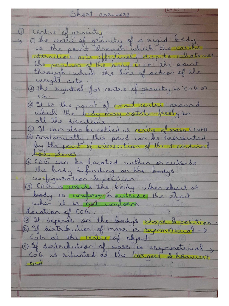 Complete 1st Year Kinesiotherapy Notes | PDF
