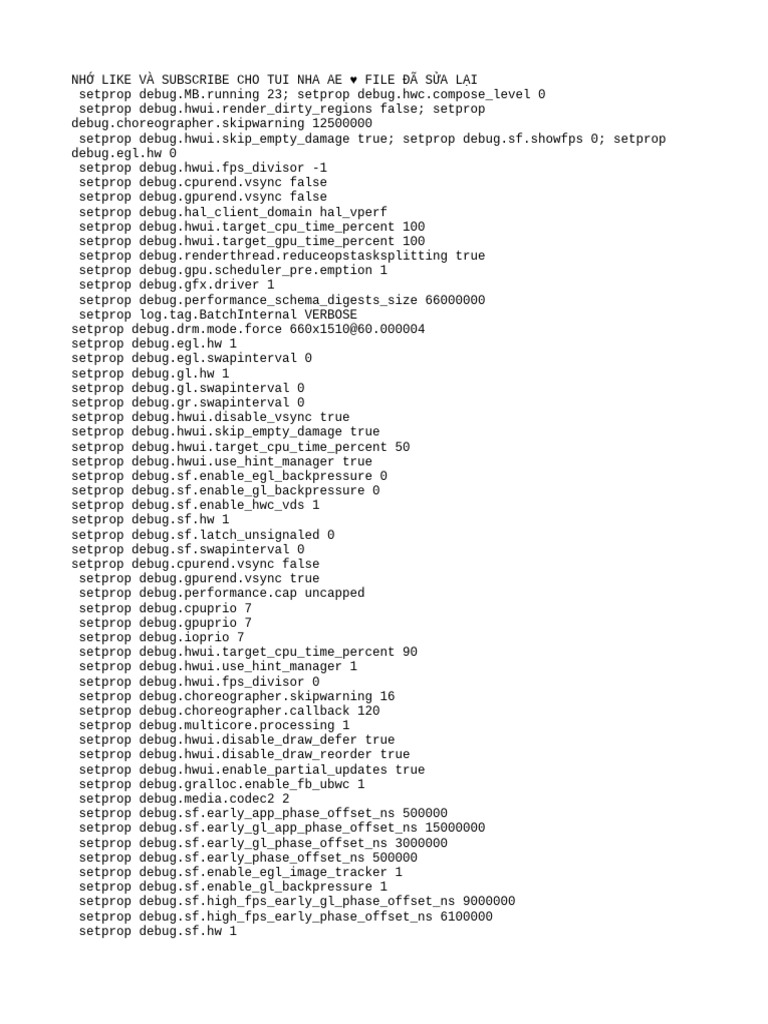 All Code Setprop Hiệu Năng | PDF | Computer Engineering | Computing