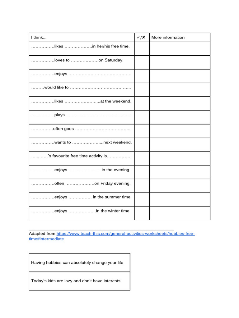 Exploring Hobbies and Free Time Activities | PDF