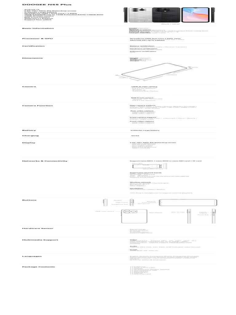N55 Plus-Specification Sheet | PDF | Camera | Video