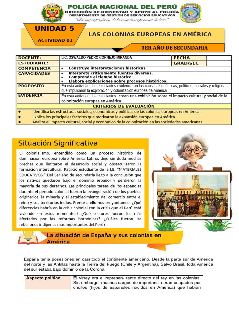 FICHA DE ACTIVIDAD 01 UNID 5 CCSS 3° 2025 invasion de are | PDF ...