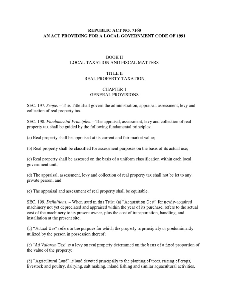 RA 7160 - Book 2 - Local Taxation | PDF | Property Tax | Real Estate ...
