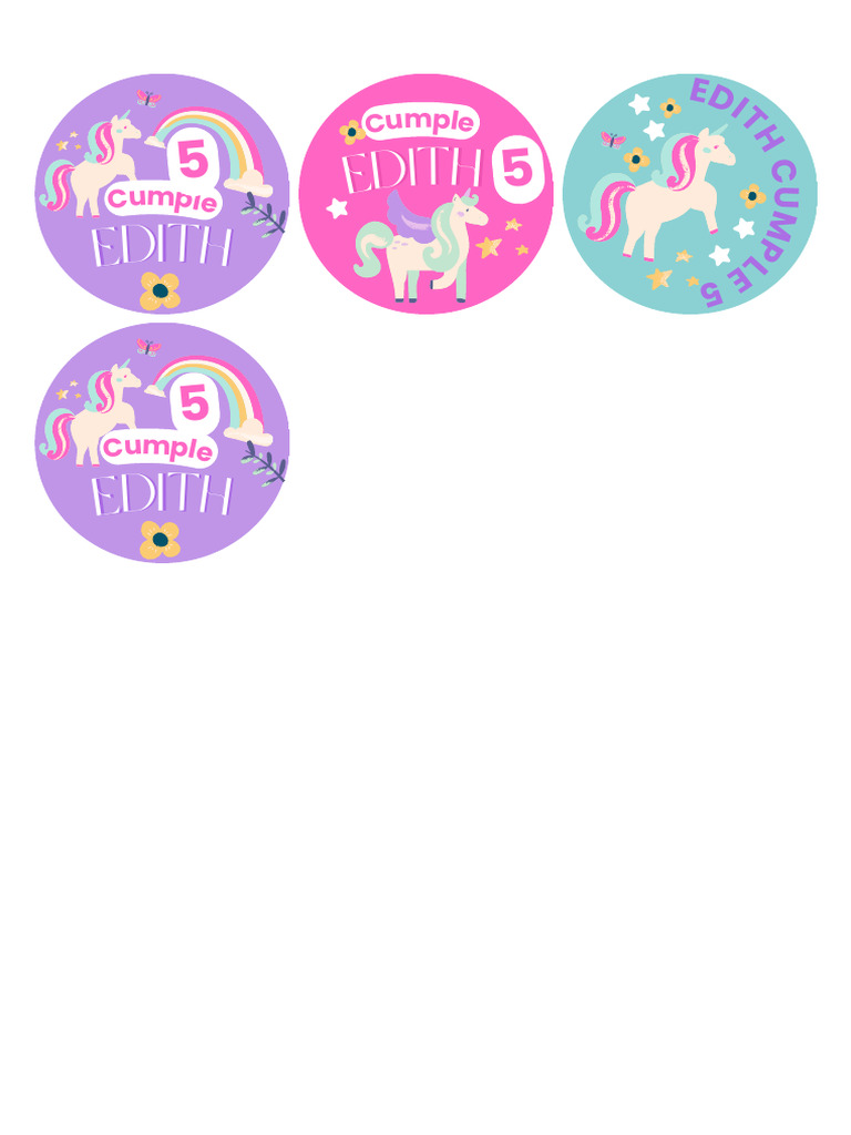 Documento A4 Stickers Cumpleaños Niña Unicornio Violeta_20250526_181048 ...