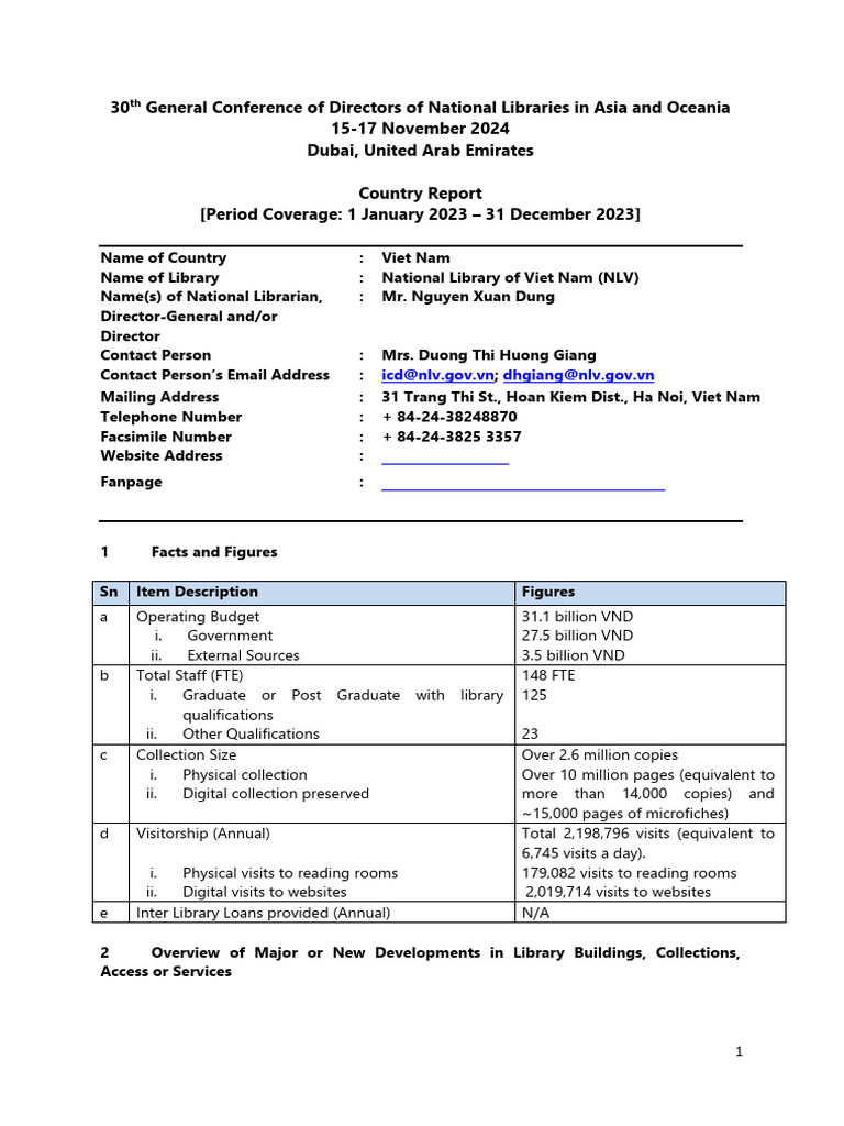 2024 National Library of Vietnam Annual Report | PDF | Metadata | Libraries
