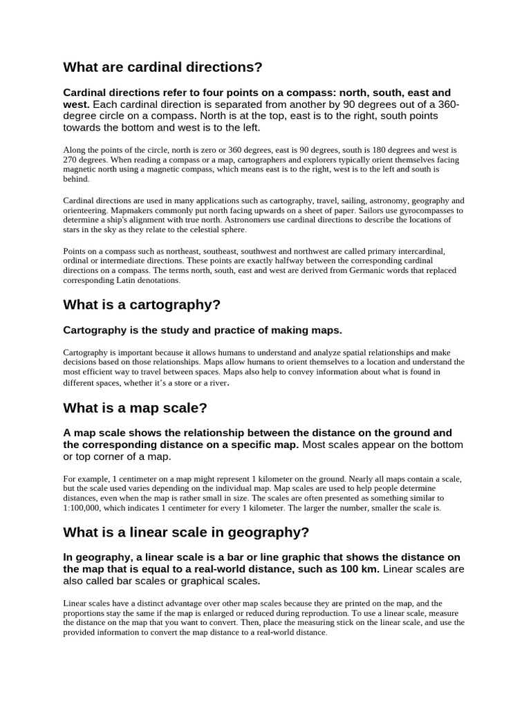 What Are Cardinal Directions, Maps Cartography | PDF