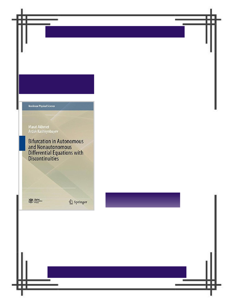 Bifurcation in Autonomous and Nonautonomous Differential Equations with ...