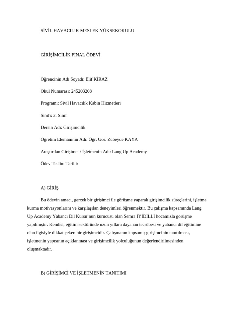 Duzenlenmis Girisimcilik Odev | PDF