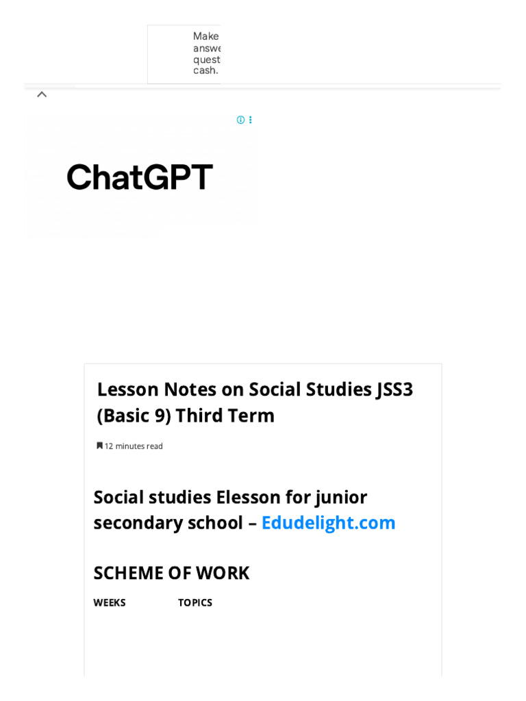 Lesson Notes On Social Studies JSS3 (Basic 9) Third Term - Edude | PDF ...
