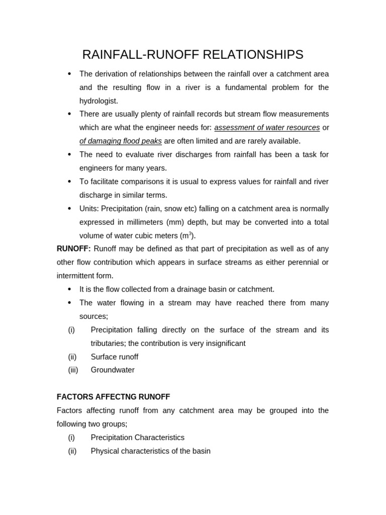 Rainfall-Runoff Relationships Explained | PDF | Surface Runoff ...