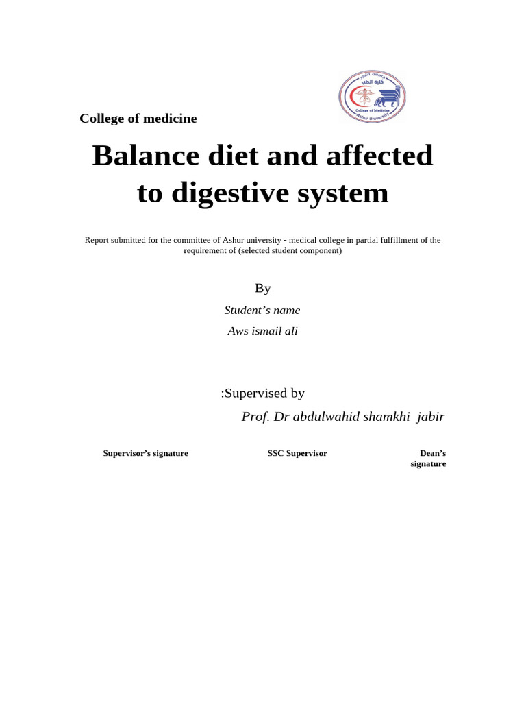Balance Diet and Affected To The Digestive System by Aws Ismail | PDF ...