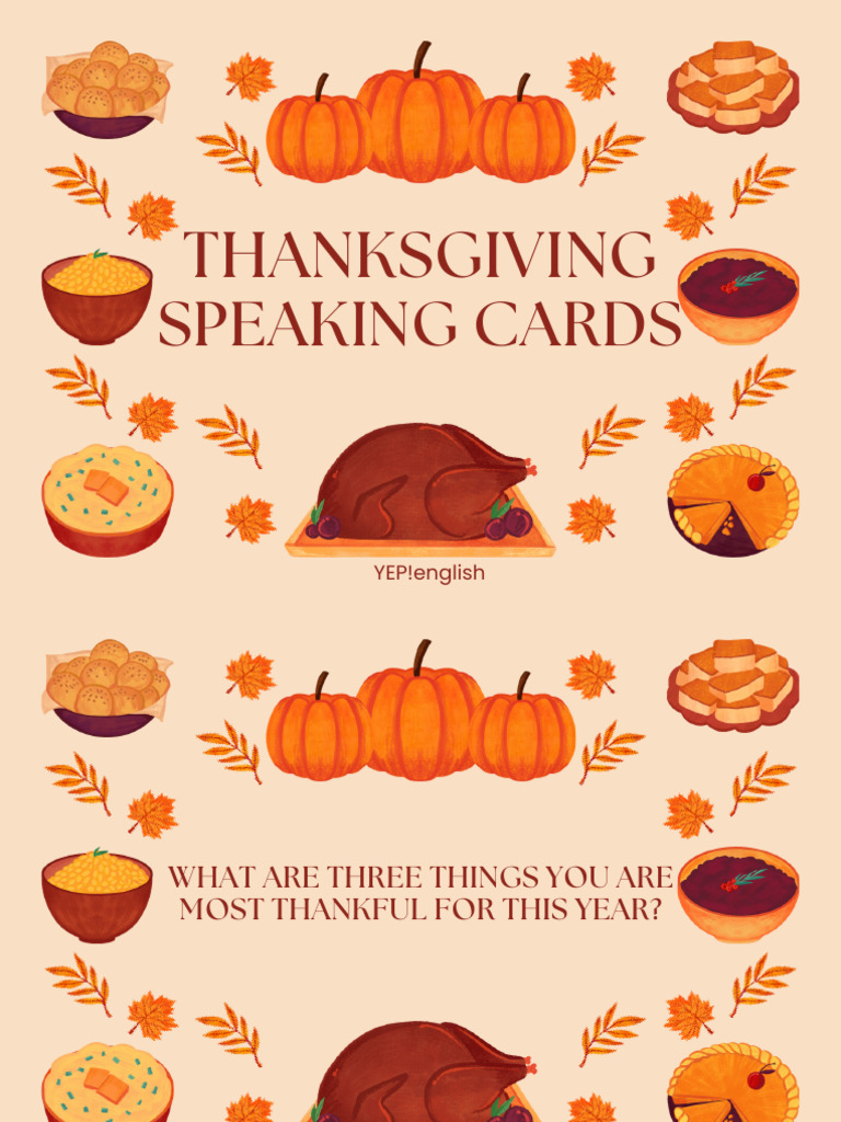 Thanksgiving Speaking Cards PDF | PDF