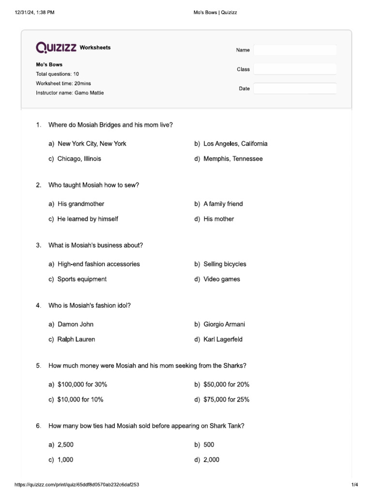 Mos Bow Comp Questions | PDF