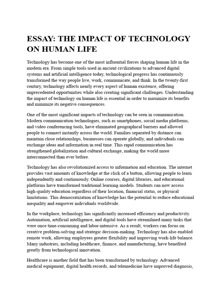 Technology's Impact on Human Life | PDF