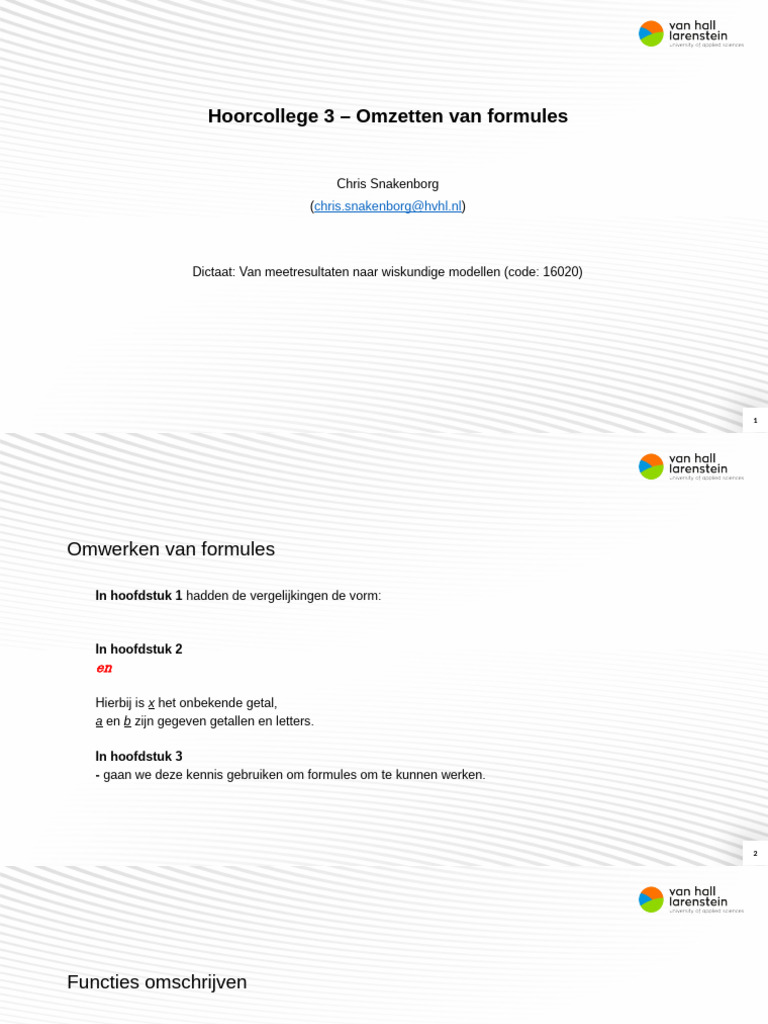 Hoorcollege 3 Wiskunde Algebra P2 2025 (1) | PDF