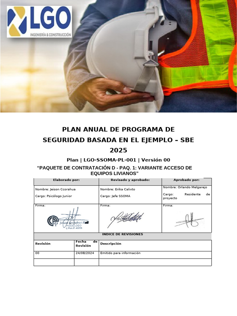 Plan Anual de Seguridad SBE 2025 | PDF