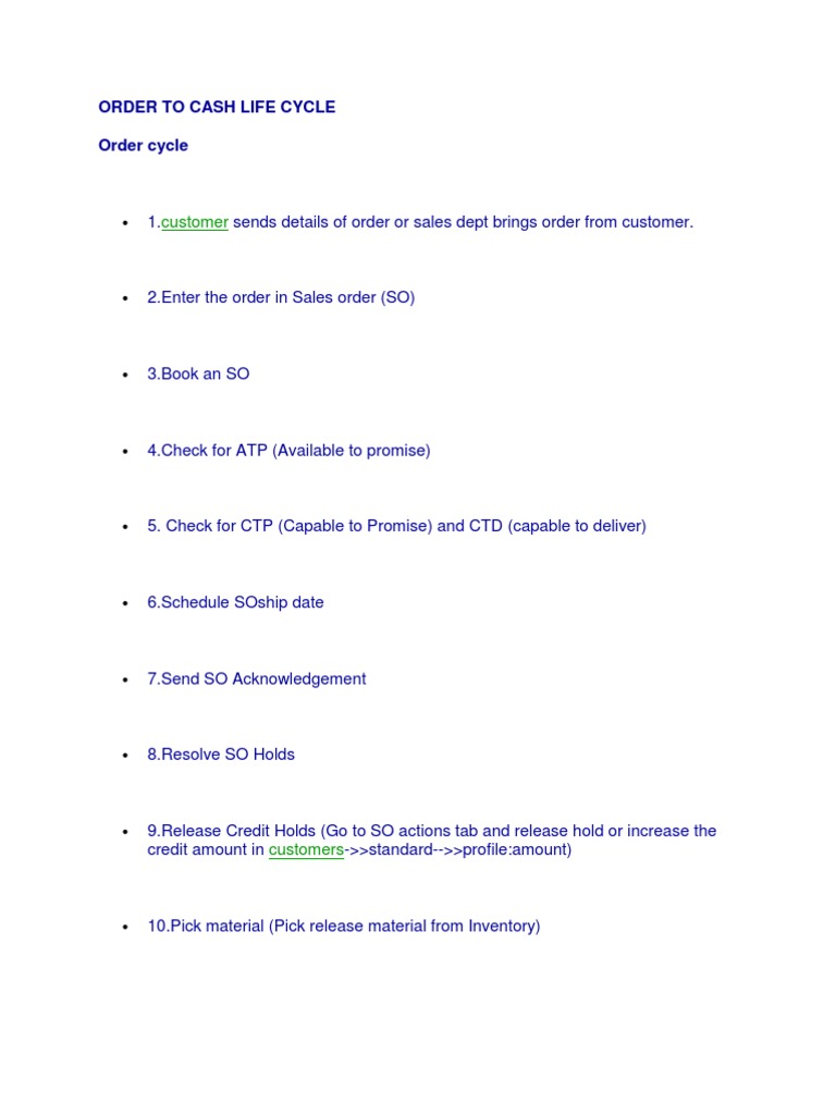 Order to Cash Life Cycle Process Flow and Technical Implementation ...