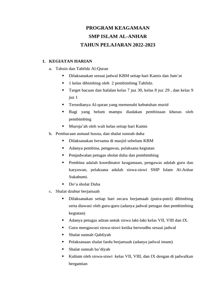 Proker Keagamaan 2022-2023 | PDF