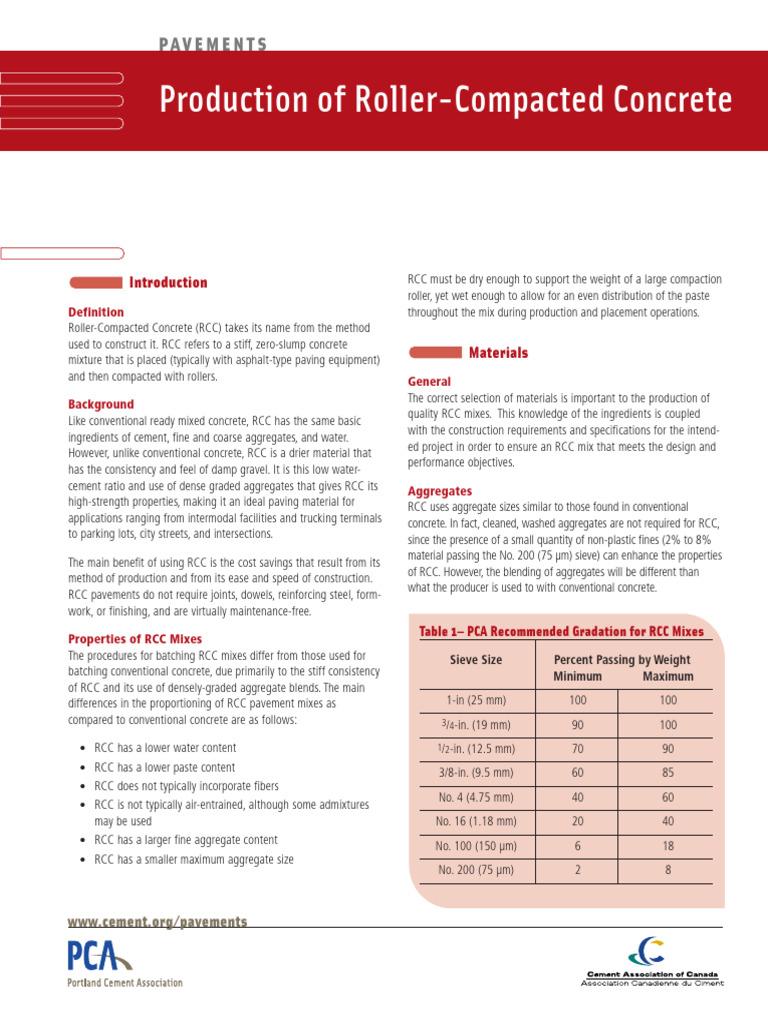 Roller-Compacted Concrete Production Guide | PDF | Concrete | Cement