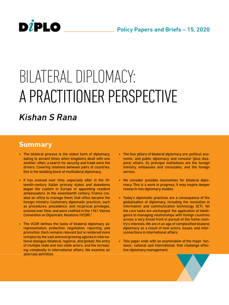 1 Bilateral Diplomacy Practitioner Perspective | PDF | Diplomacy ...
