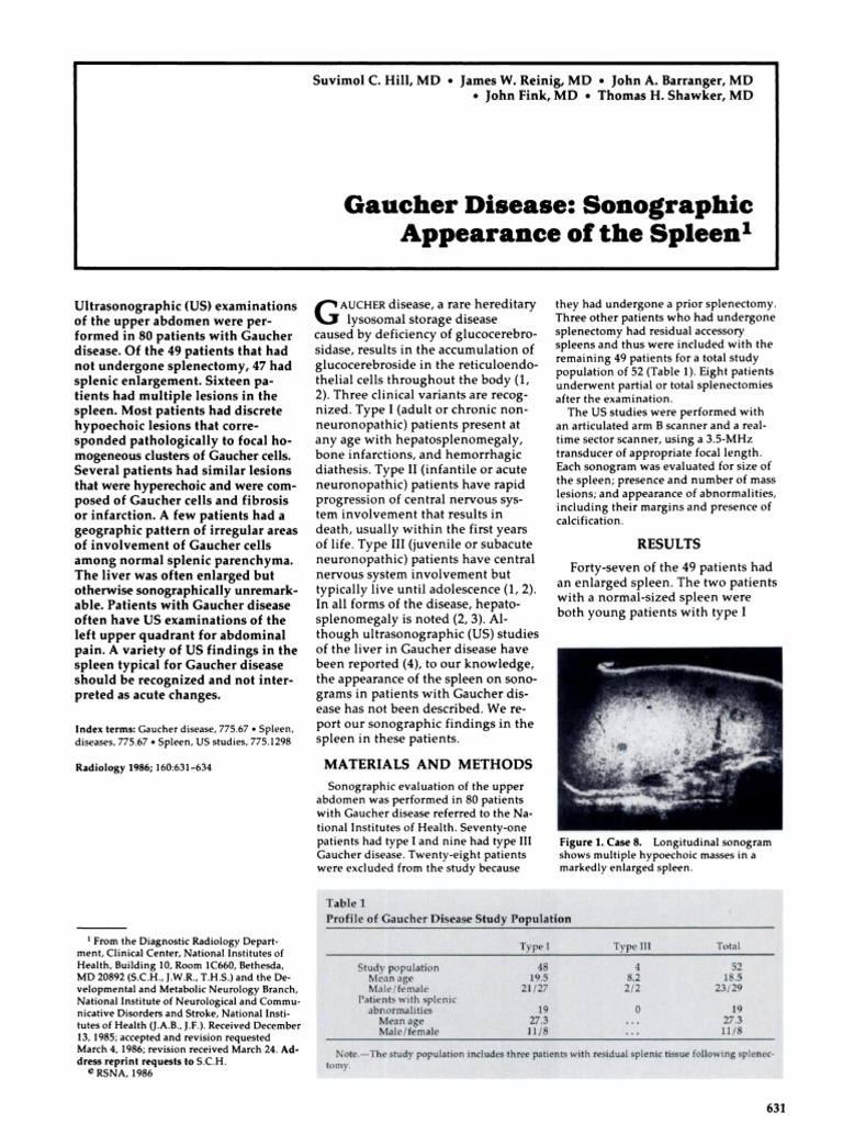 Sonographic Findings in Gaucher Disease | PDF | Spleen | Medical ...