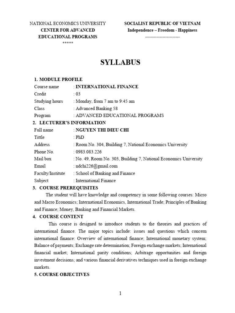 International Finance Course Syllabus | PDF | International Finance ...