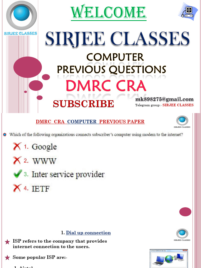 Dmrc Cra Computer Question Part 1 | PDF | World Wide Web | Internet & Web