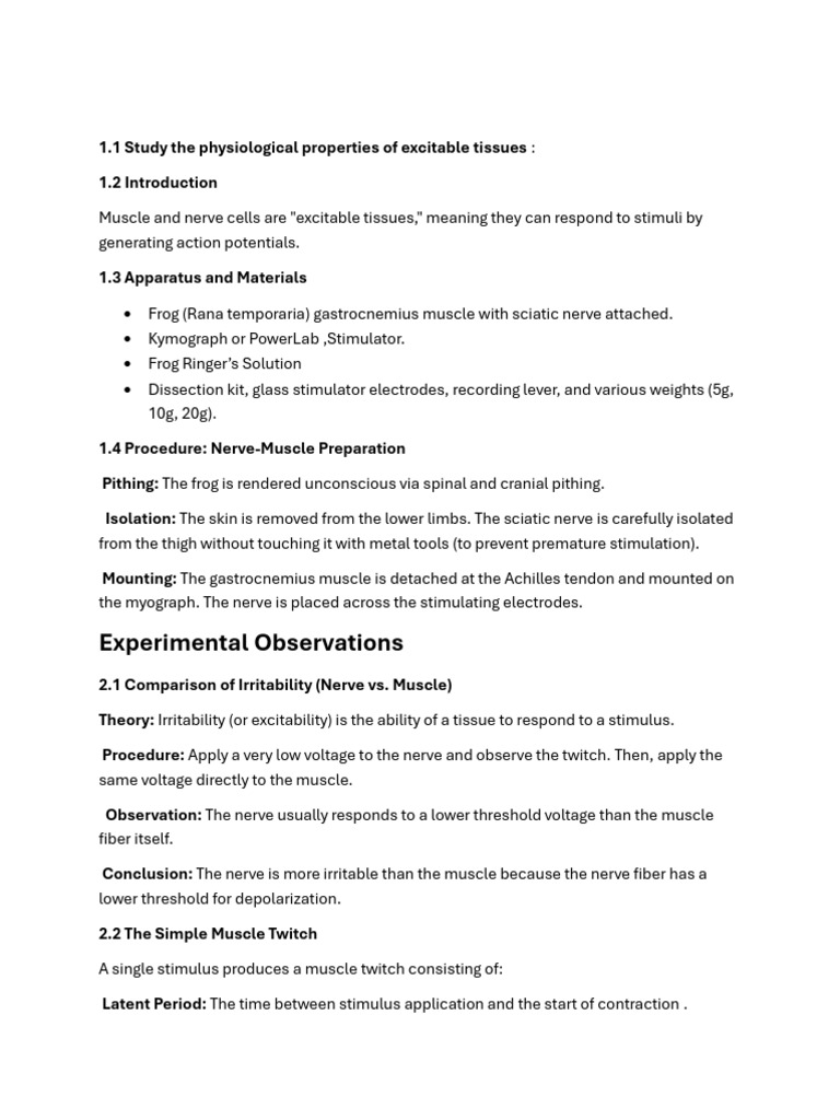 Excitable Tissues: Nerve and Muscle Study | PDF | Muscle Contraction ...