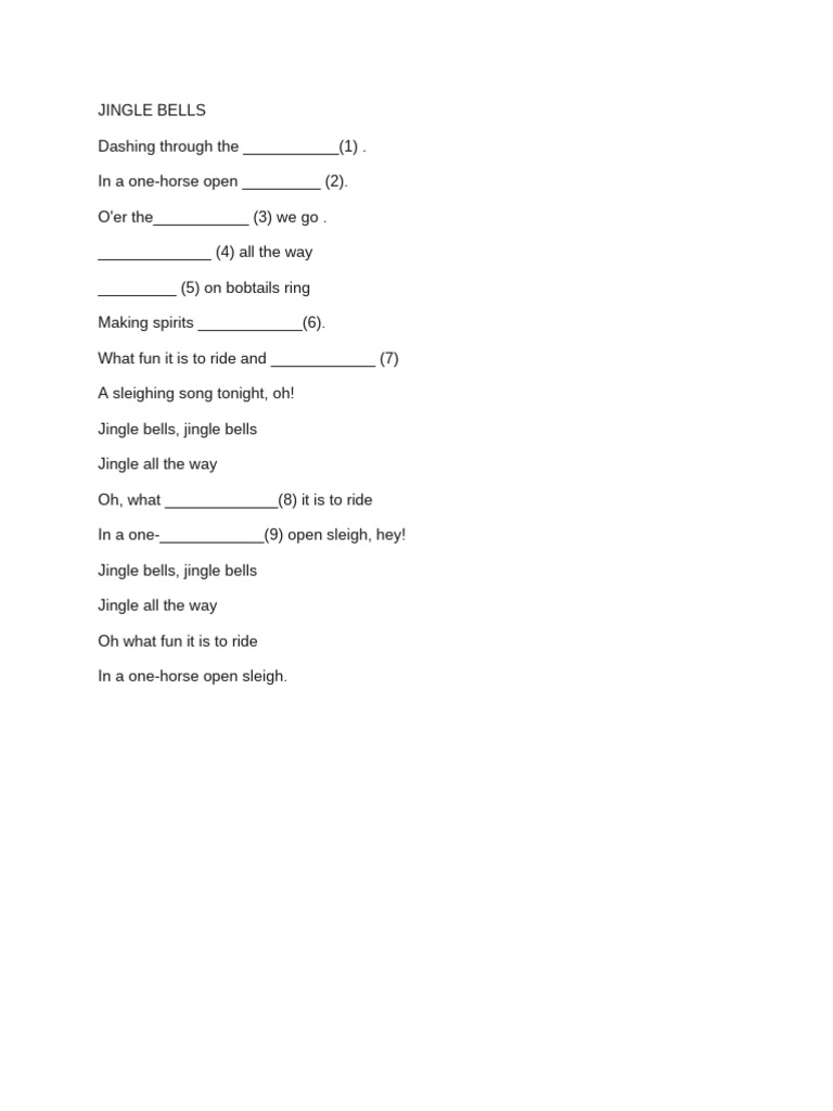 JINGLE BELLS - Fill in The Blanks | PDF