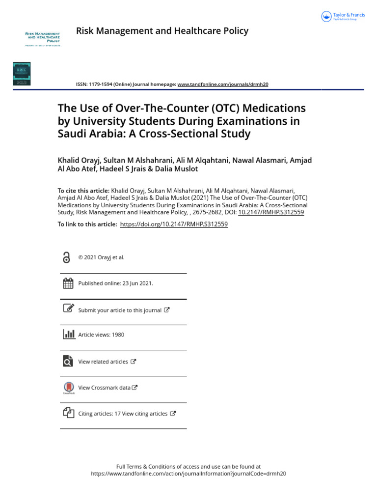 The Use of Over-The-Counter OTC Medications by University Students ...