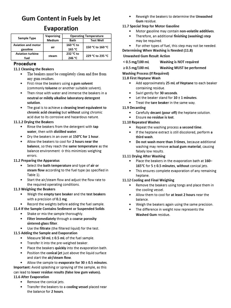 Gum Content in Fuels by Jet Evaporation | PDF | Chemical Process ...
