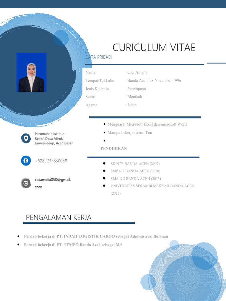 CV Cici Amelia: Administrasi & Keahlian IT | PDF