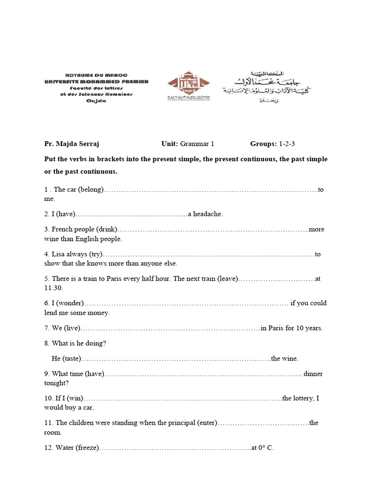 Verb Tense Exercise for English Grammar | PDF