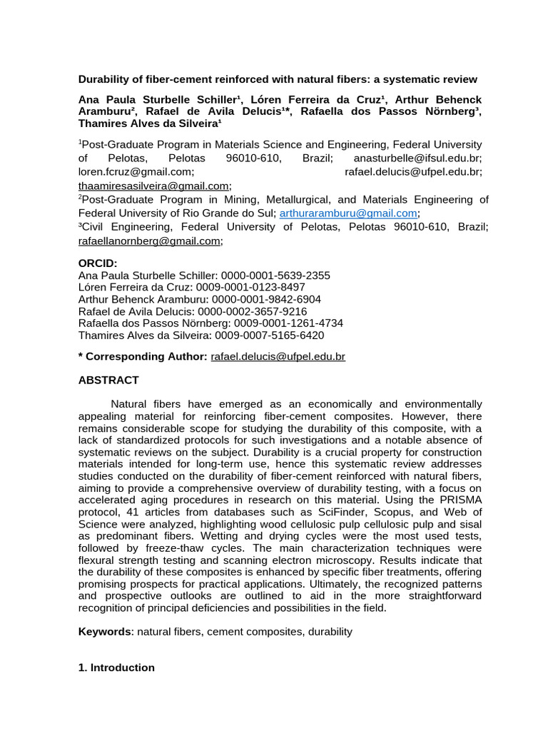 Durability of Natural Fiber-Cement Composites | PDF | Composite ...