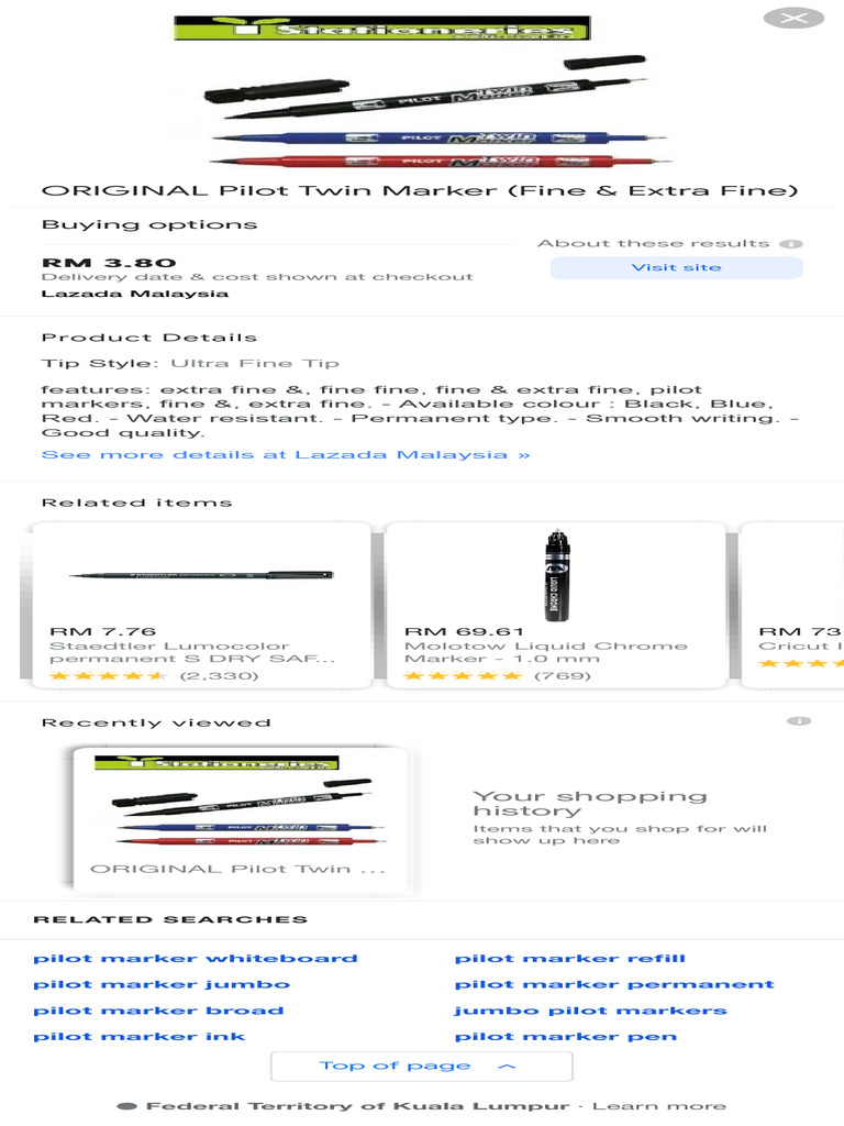 ORIGINAL Pilot Twin Marker (Fine & Extra Fine) Google Shopping | PDF