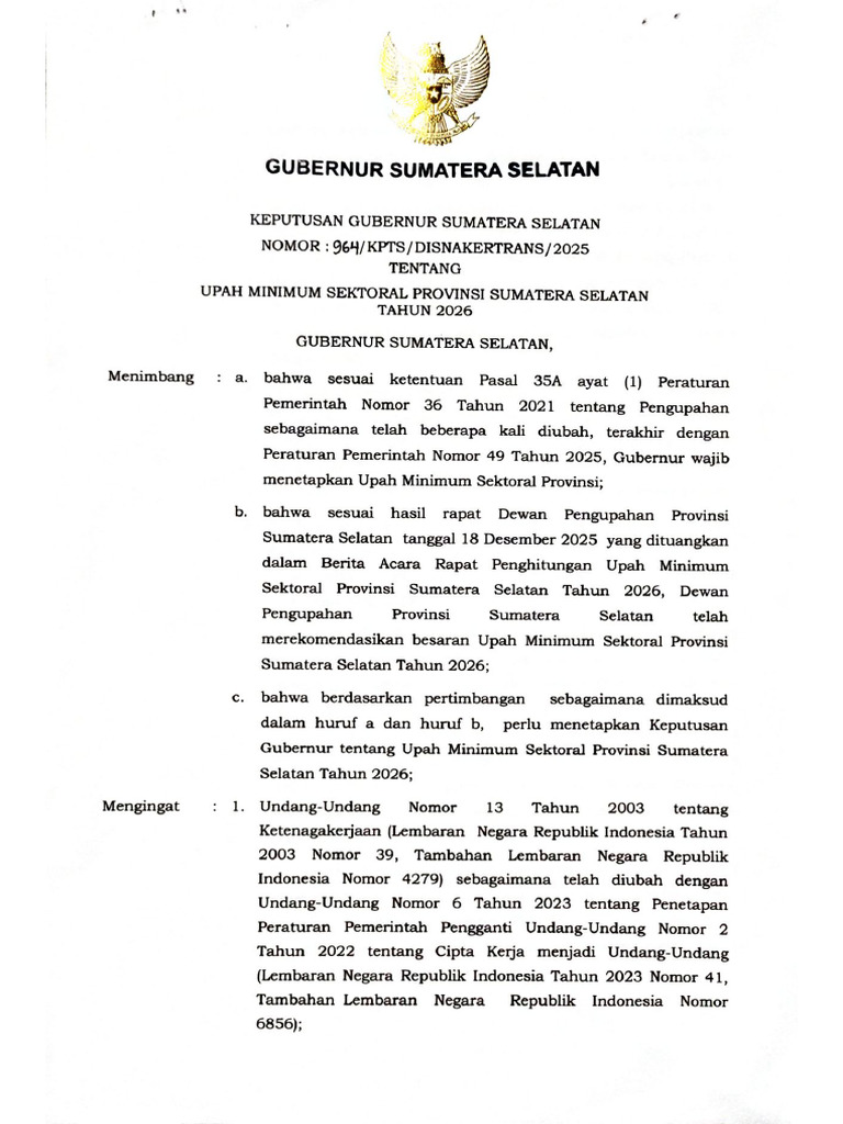 SK UMSP SUMATRA SELATAN 2026 | PDF