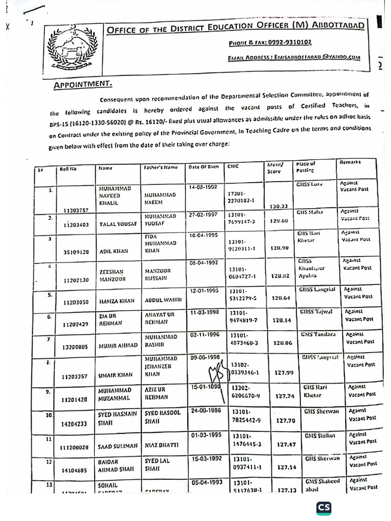 Appointment Order | PDF