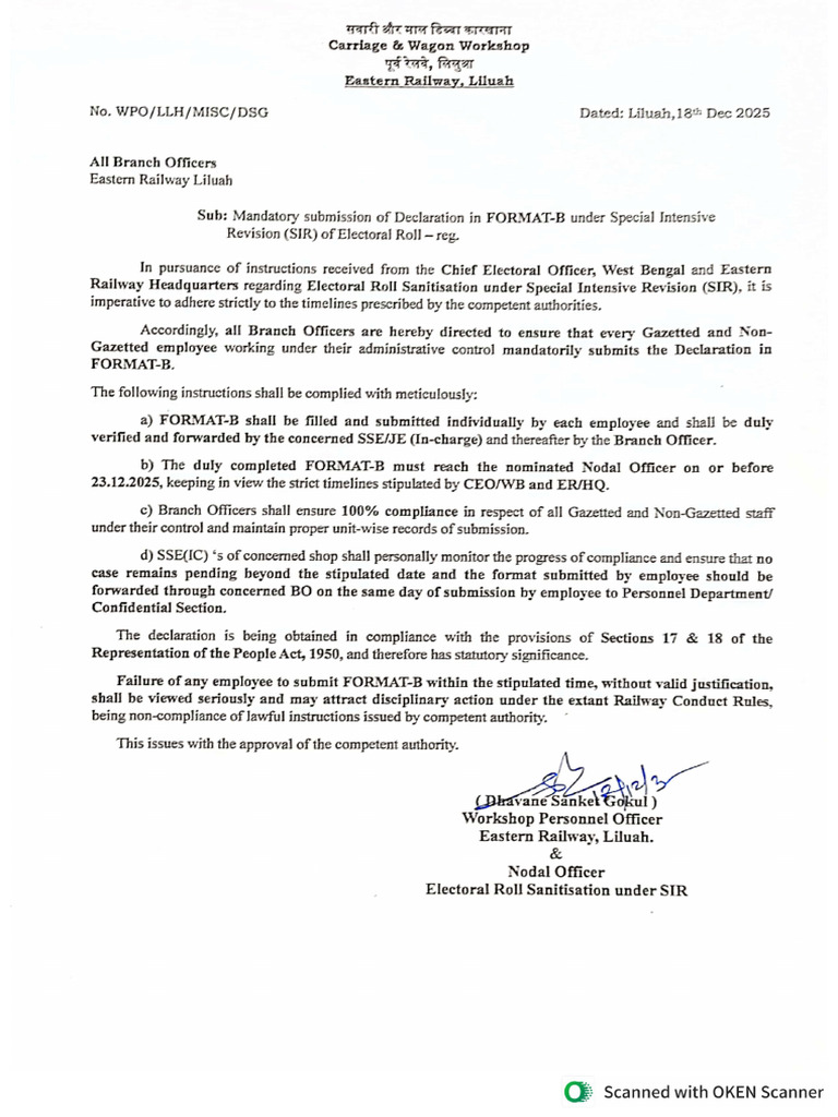 Declaration For SIR | PDF