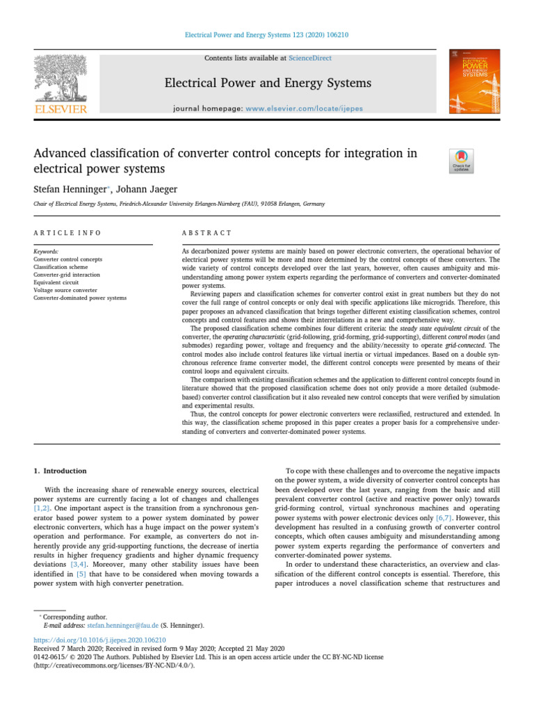 Advanced Classification of Converter Control Conce | PDF | Ac Power ...